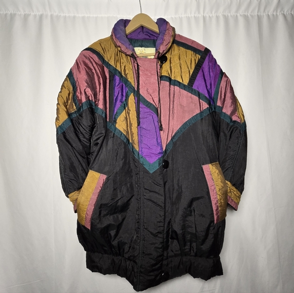 PAO | Jackets & Coats | Vintage Retro 8s 90s Colorblock Puffer Jacket ...
